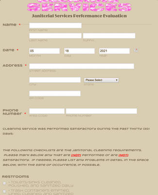 Janitorial Services Performance Evaluation Form Template | JotForm