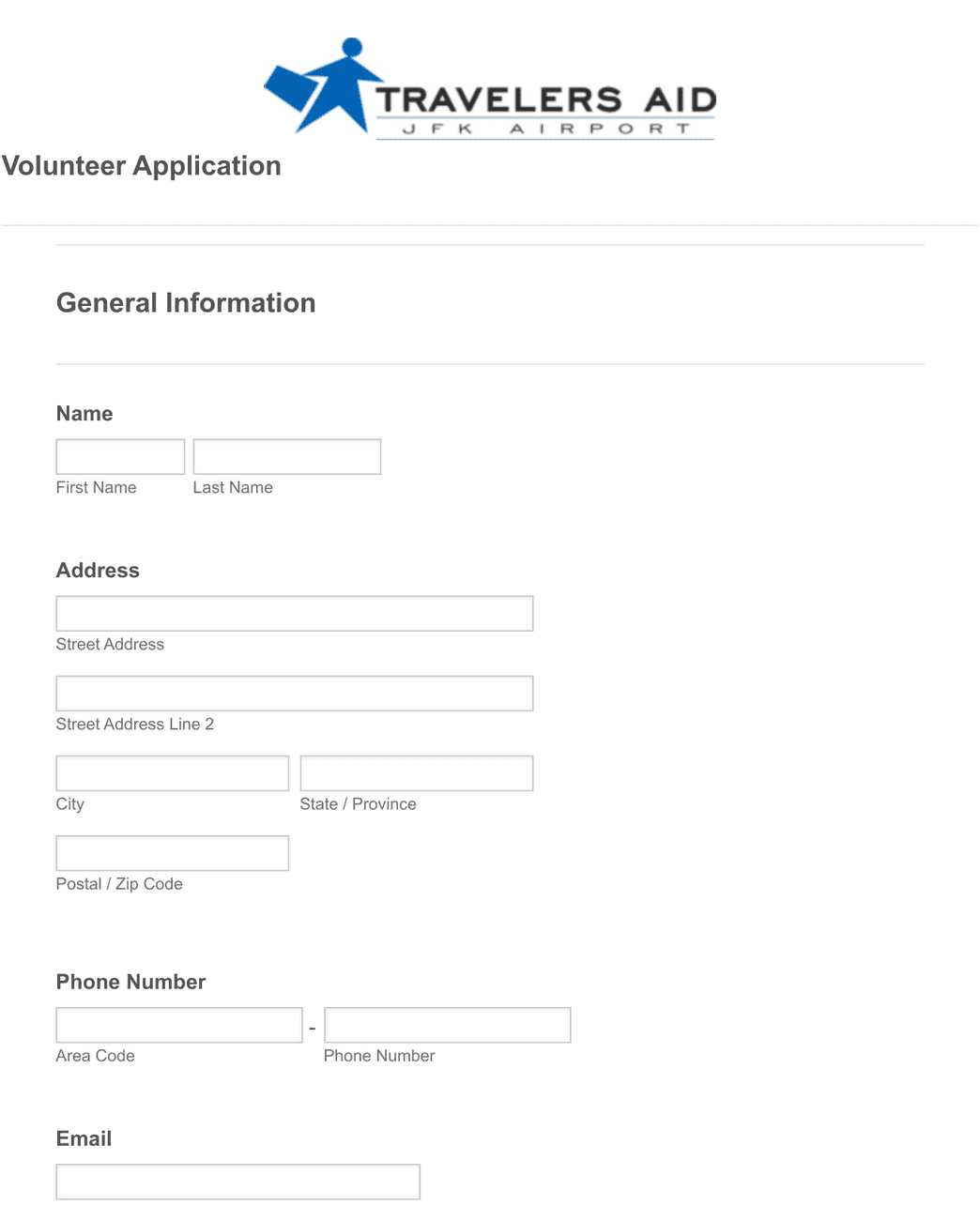 JFK Volunteer Application Form Template | Jotform