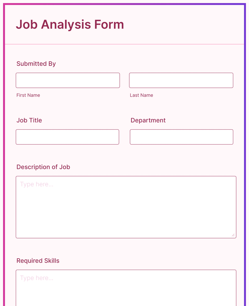 Job Analysis Form Template | Jotform