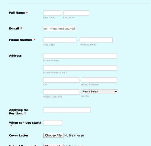 Simple Employee Application Form Template | Jotform