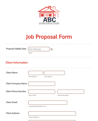 Job Proposal Form Template | Jotform