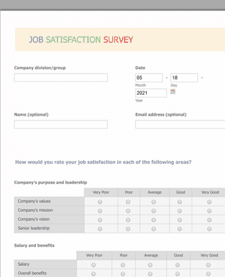 Employee Opinion Survey Form Template | JotForm