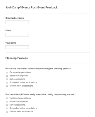 Post Event Feedback Survey Form Template | JotForm