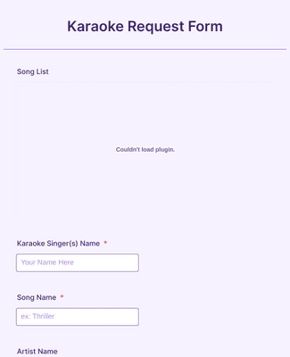 Karaoke Request Form Template | Jotform