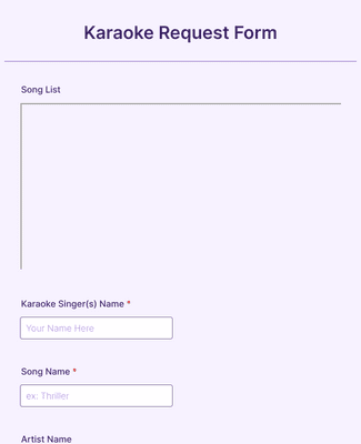 Karaoke Request Form Template | Jotform