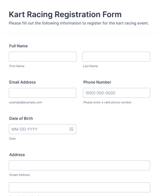 Kart Racing Registration Form Template | Jotform