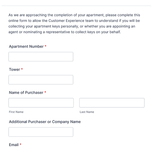 Key Handover Form Template | Jotform