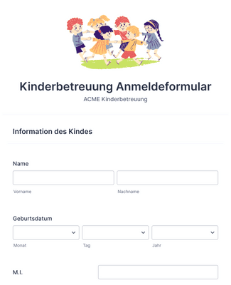Kinderbetreuung Anmeldeformular Formularvorlage | Jotform
