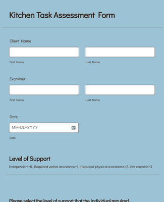 Kitchen Task Assessment Form Template | JotForm