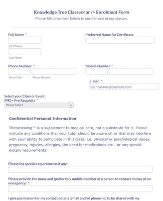 Classs Enrollment Form Template | Jotform