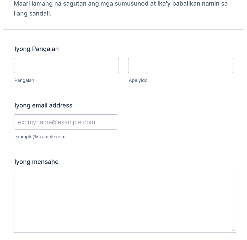 Kontak form sa tagalog Form Template | Jotform