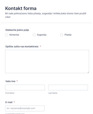 Kontakt forma Form Template | Jotform