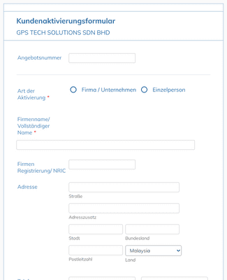 Kundenaktivierungsformular Formularvorlage | Jotform