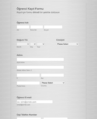 Kursiyer Kayıt Form Şablonu | Jotform