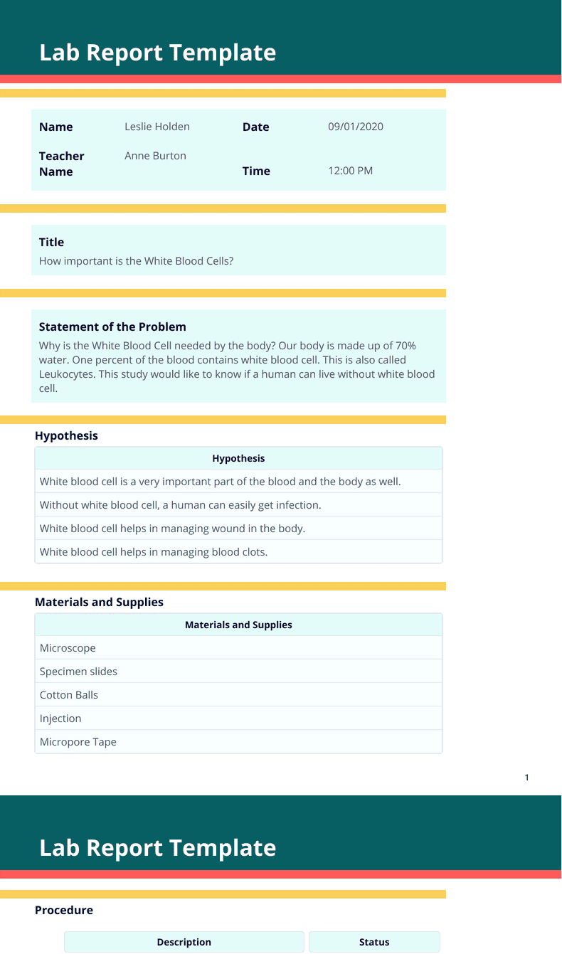 Laboratory Results Template
