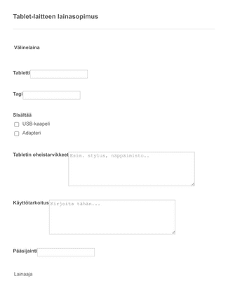 Laitteiston lainasopimus Lomakepohja | Jotform