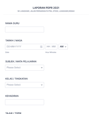LAPORAN PDPR SKL 2021 Form Template | Jotform