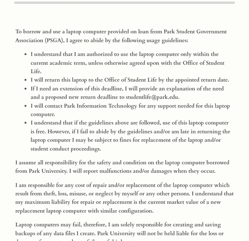 Laptop Computer Agreement Form Template | Jotform