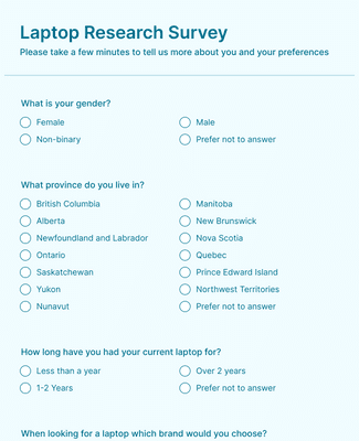 Laptop Research Survey Form Template | Jotform