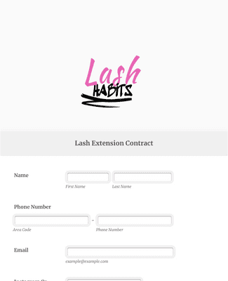 Lash Extension Contract Form Template | Jotform