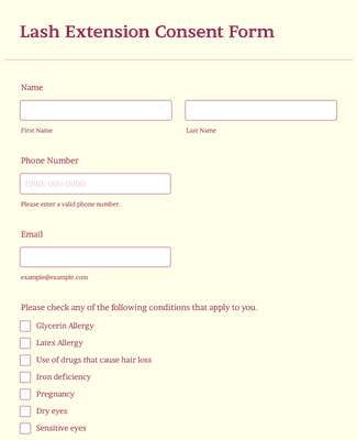 Lash Extension Intake Form Template | Jotform