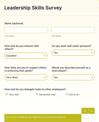 Leadership Skills Survey Form Template | Jotform