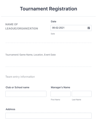 League Tournament Registration Form Template | Jotform