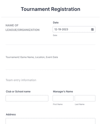 League Tournament Registration Form Template | Jotform