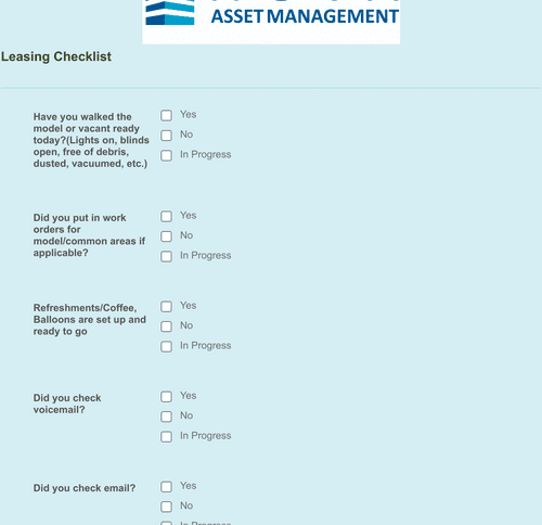 Leasing Checklist Form Template | Jotform