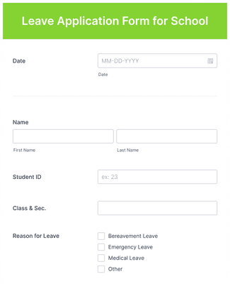 Leave Application Form for School Form Template | Jotform