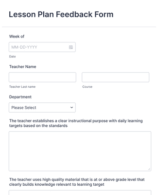 Lesson Plan Feedback Form Template | Jotform