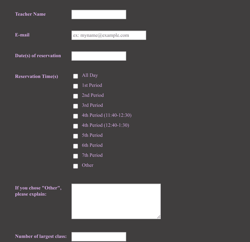 Library Reservation Form Template | Jotform