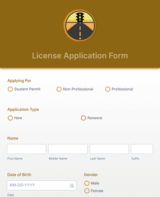 License Application Form Template | Jotform