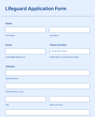 Lifeguard Application Form Template | Jotform