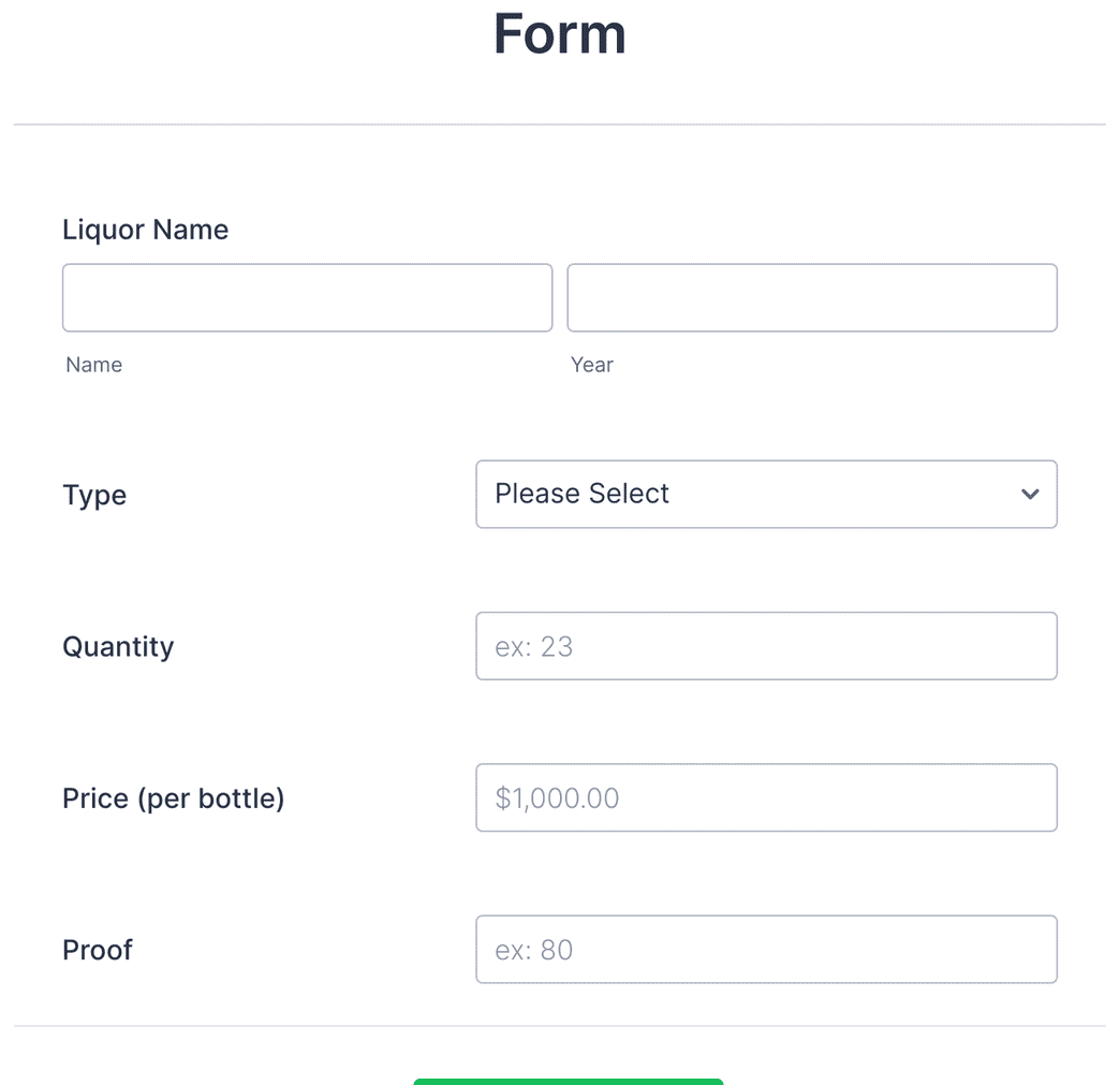 Liquor Inventory Information Record Form Template | Jotform
