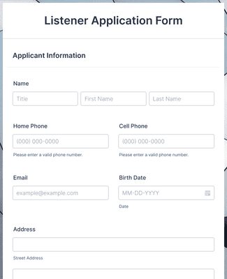 Listener Application Form Template | Jotform