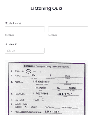 Listening Quiz Form Template | Jotform