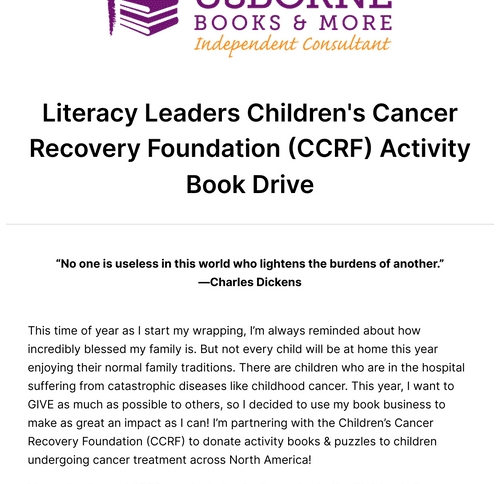 Literacy Leaders CCRF Activity Book Drive Form Template | Jotform