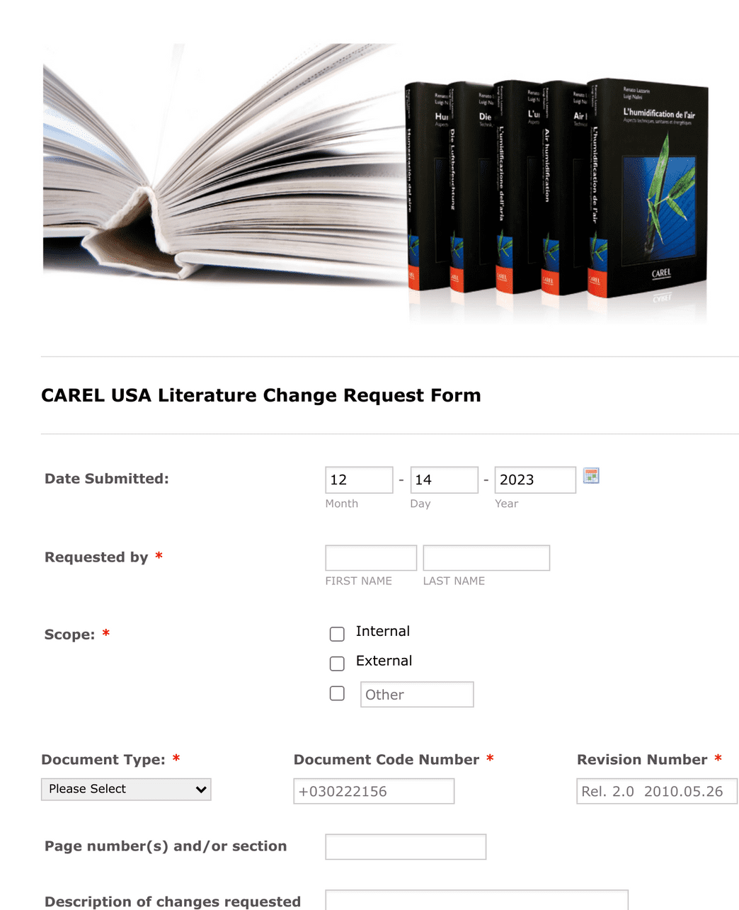 Literature Change Request Form Template | Jotform