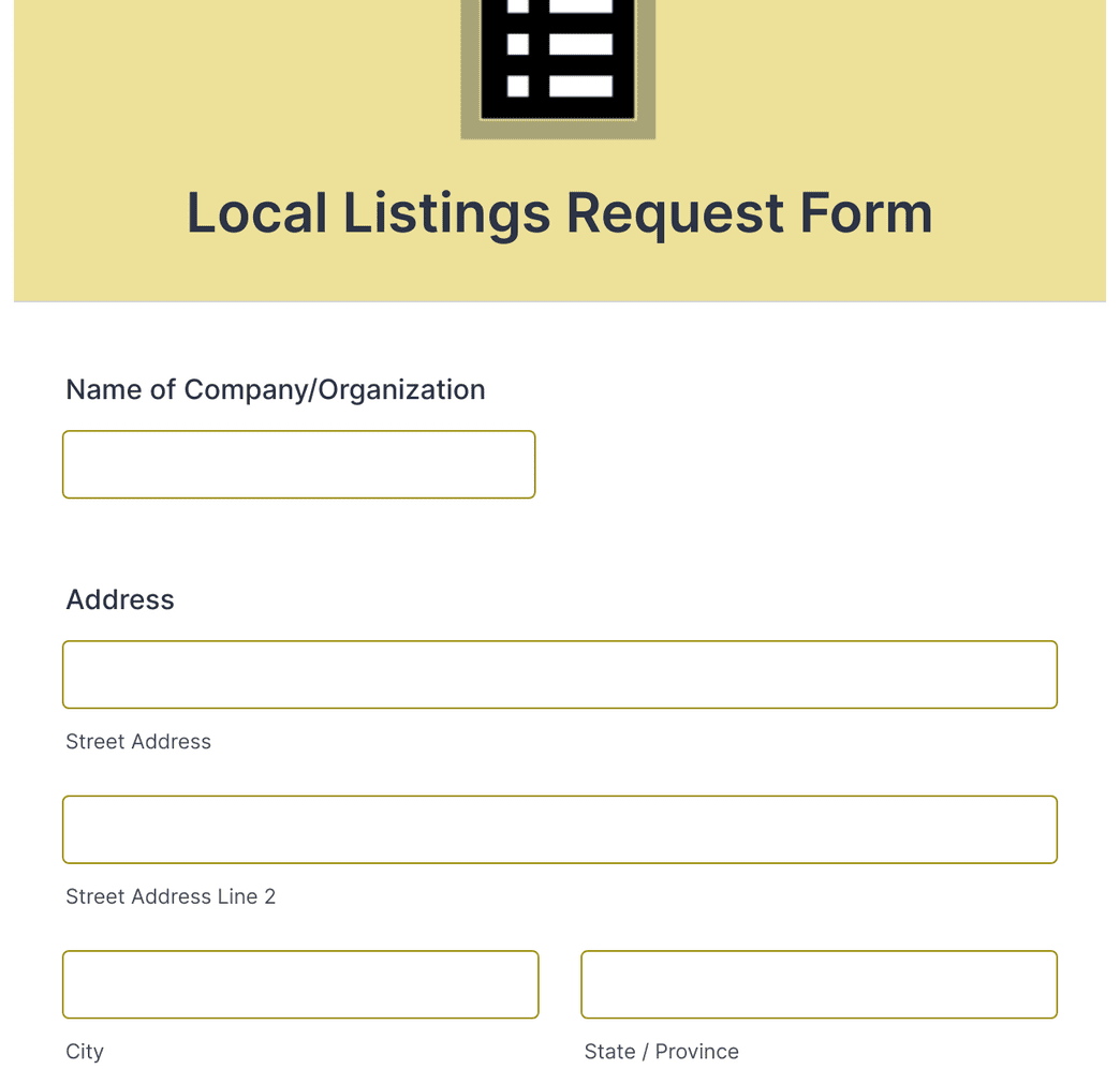 Local Listings Request Form Template | Jotform