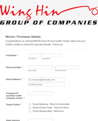 Lucky Draw Winner Profile Form Template | Jotform