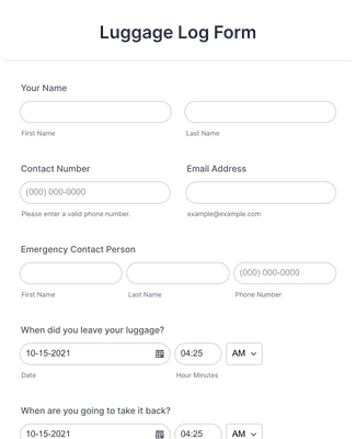 Luggage Log Form Template | Jotform