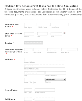 First Class Pre-K School Application Form Template | Jotform