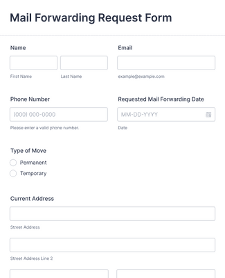 Mail Forwarding Request Form Template | Jotform