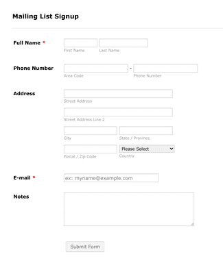 Mailing List Signup Form Template | Jotform