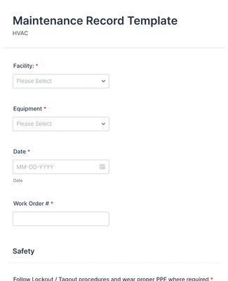 Maintenance Record Template Form Template | Jotform