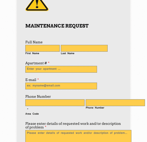 Maintenance Request Contact Form Template | Jotform