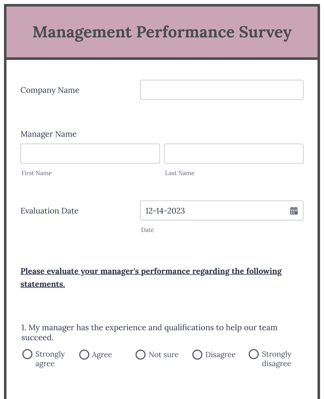 Management Performance Survey Form Template | Jotform