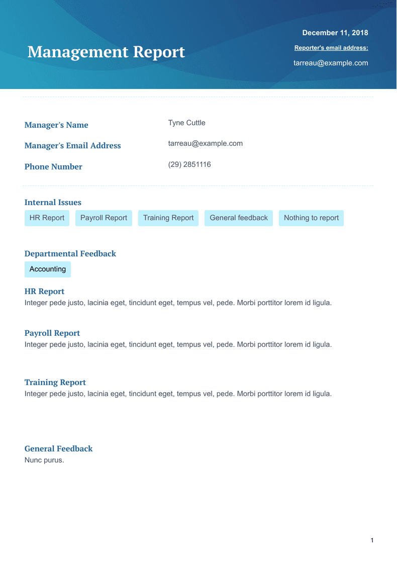 Management Report PDF Templates Jotform