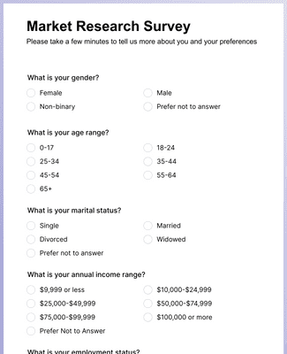 Market Research Survey Form Template | Jotform
